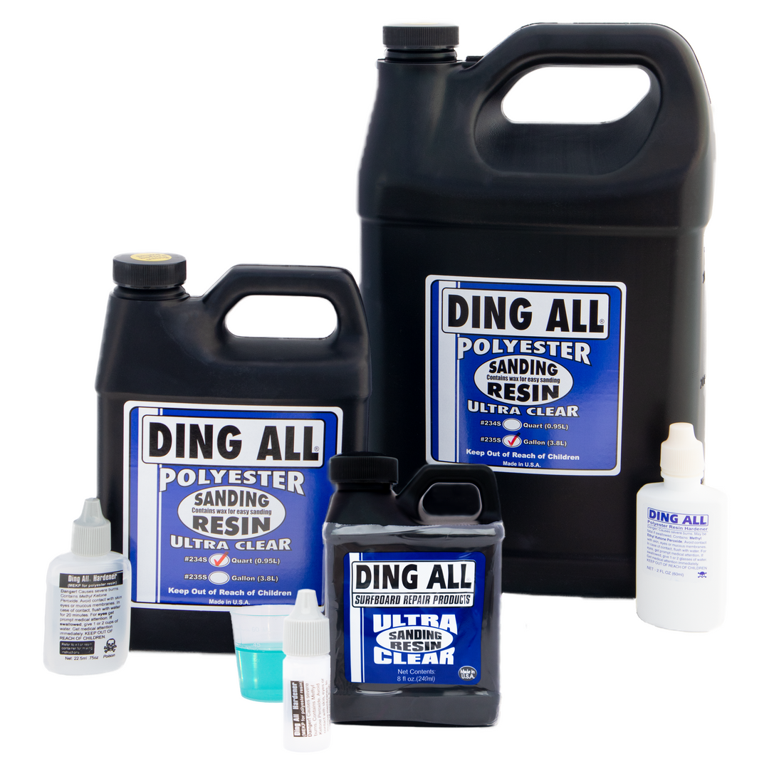 Surfboard Repair Products - Ding All's Suncure Polyester & Epoxy resin ...